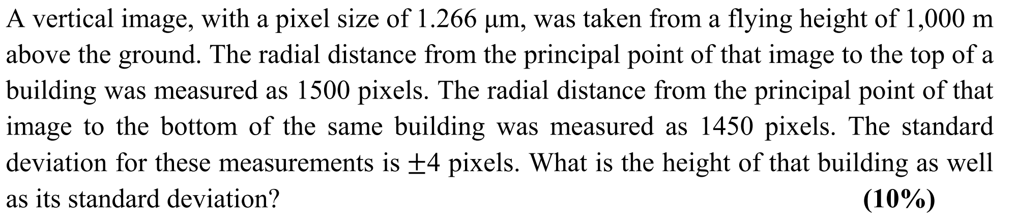 Solved A vertical image, with a pixel size of 1.266 um, was | Chegg.com