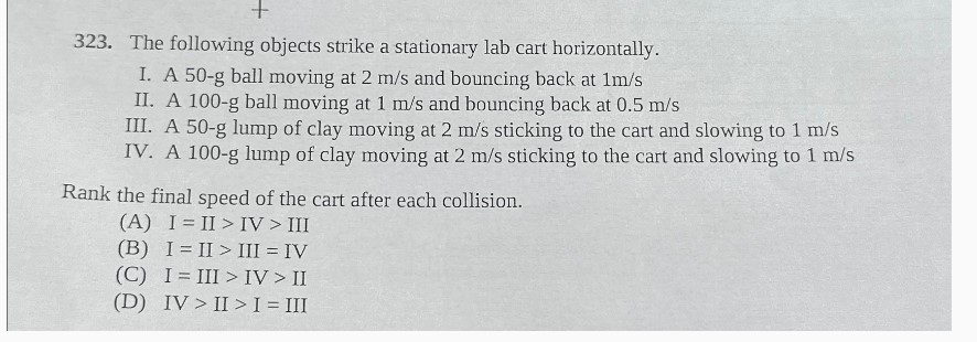 Solved The following objects strike a stationary lab cart | Chegg.com