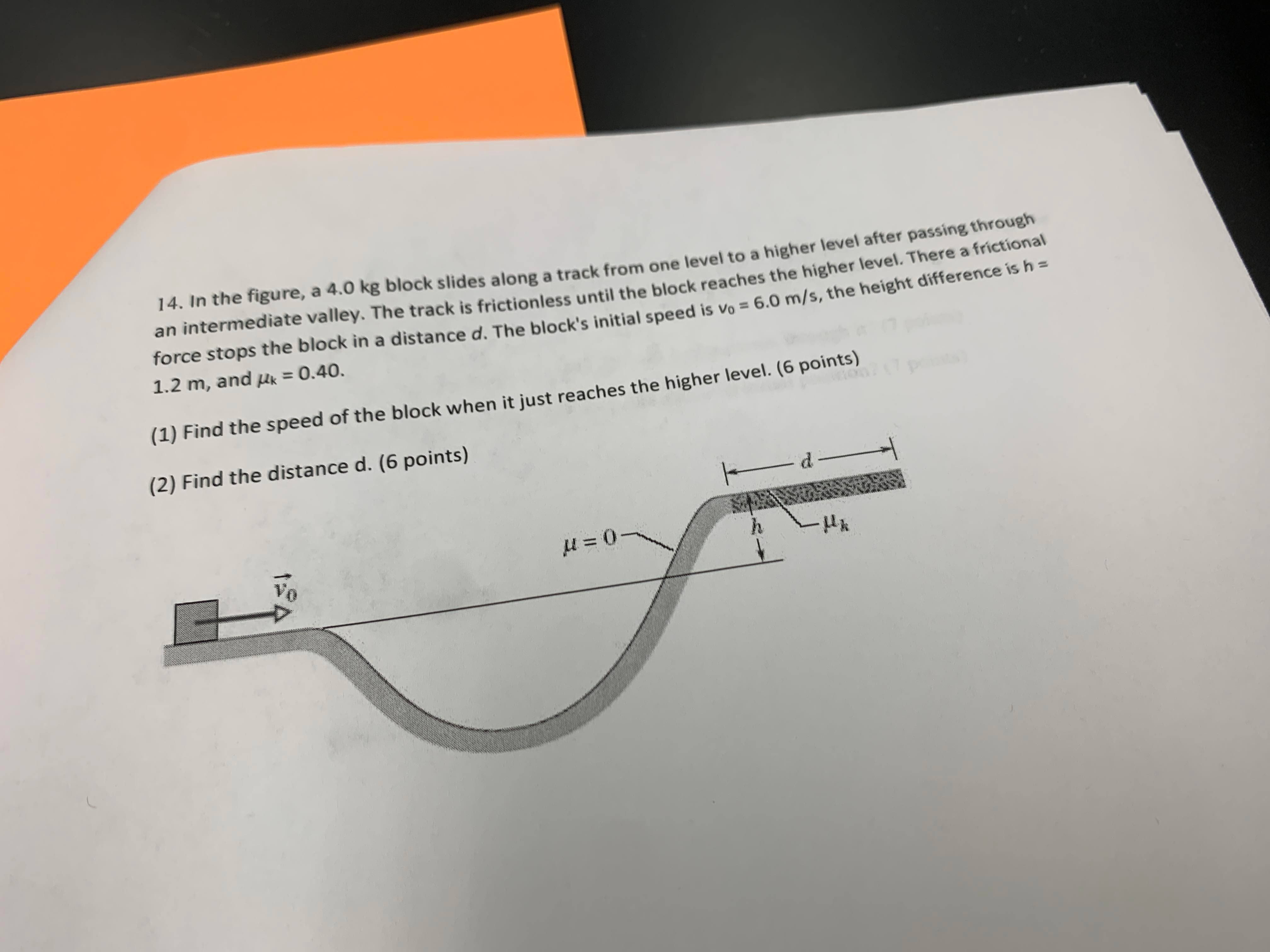 Solved In the figure, a 4.0kg ﻿block slides along a track | Chegg.com