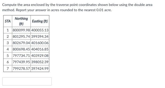 Answered: Compute the area enclosed by the traverse point c