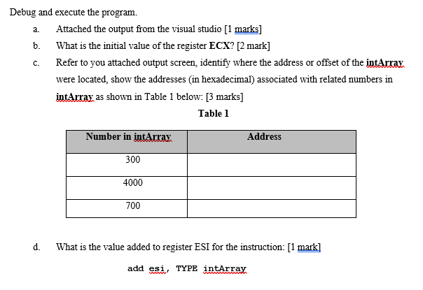 An assembly program given in Figure 1 below. include | Chegg.com