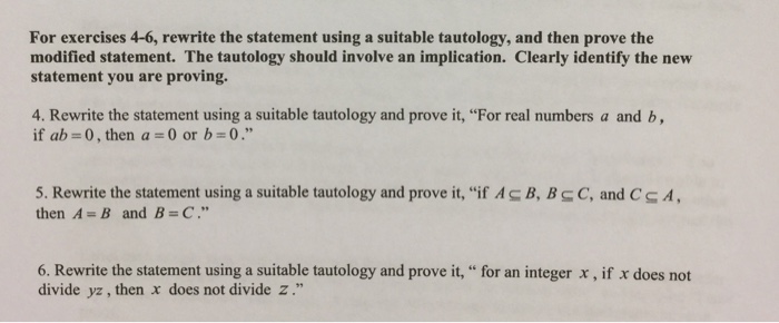 Solved For exercises 4-6, rewrite the statement using a | Chegg.com