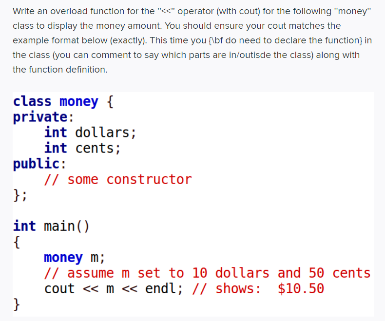 Solved Write an overload function for the