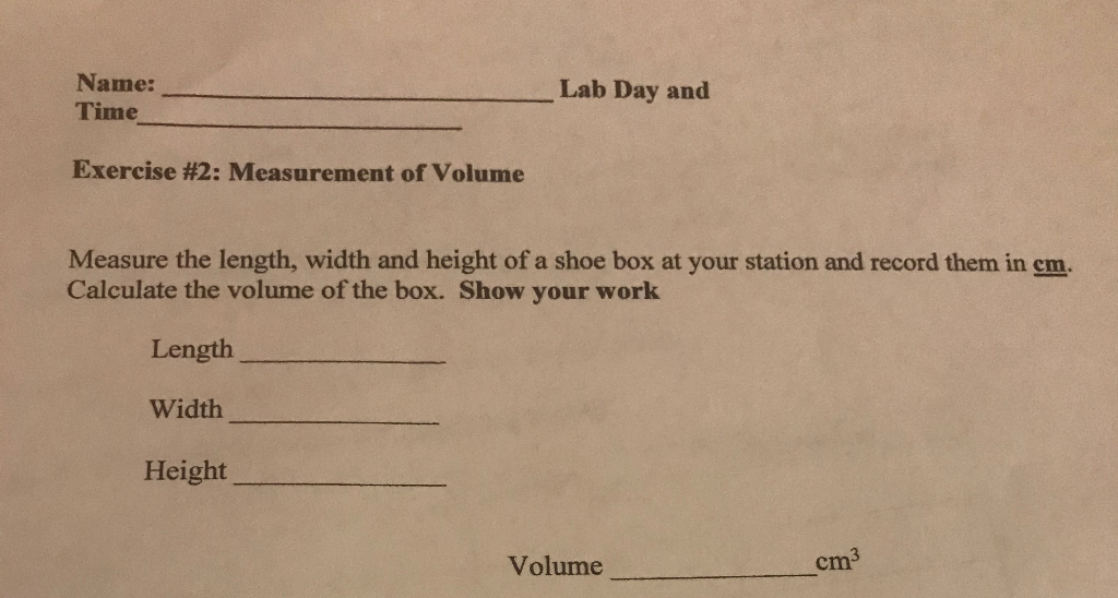 Name: Time Lab Day and Exercise #2: Measurement of | Chegg.com