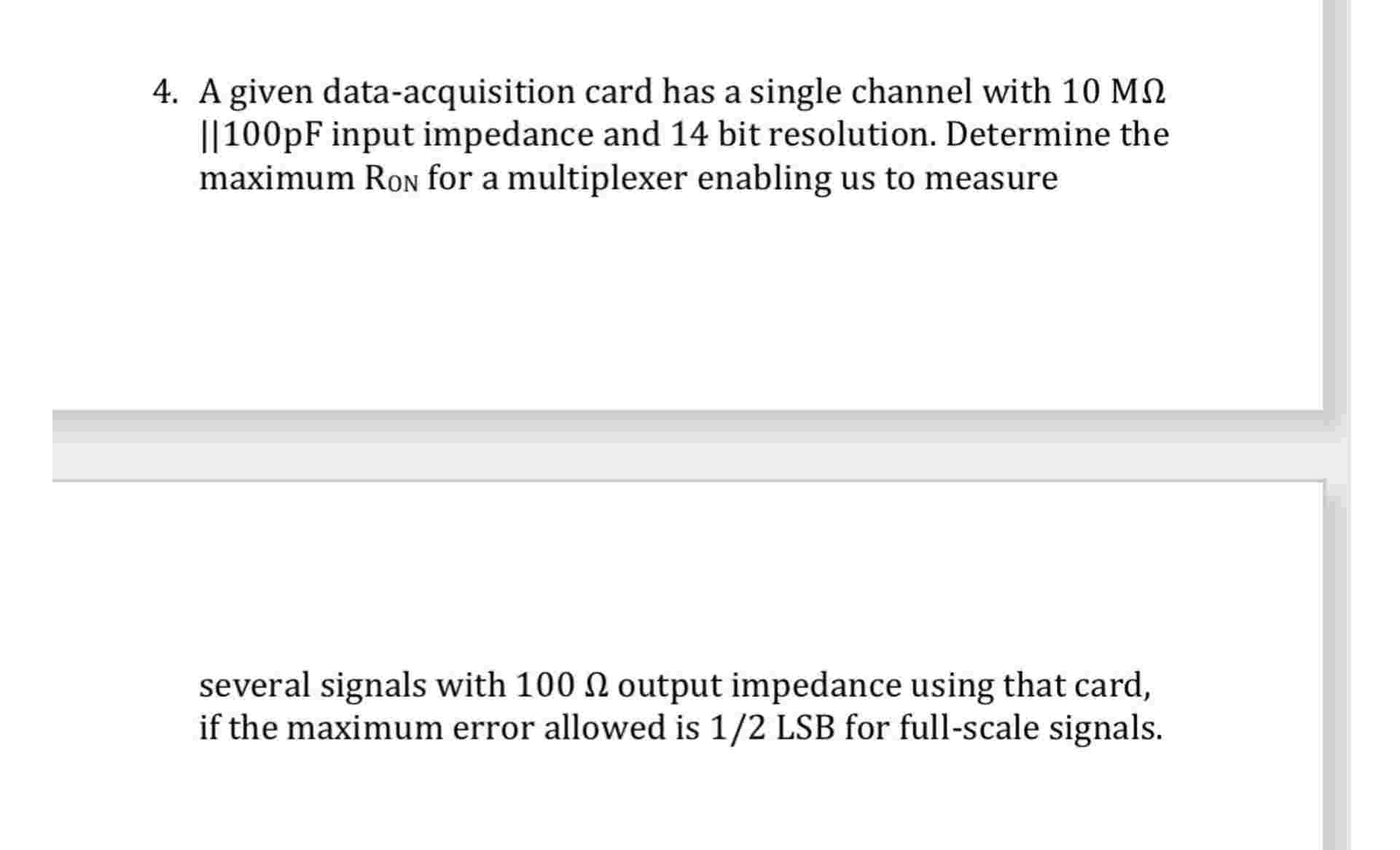 Solved A given data-acquisition card has a single channel | Chegg.com