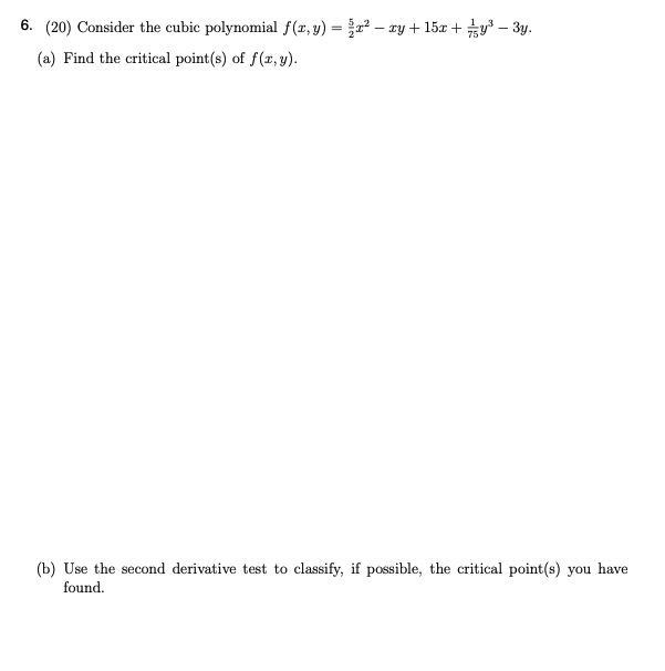 Solved (20) ﻿Consider the cubic polynomial | Chegg.com