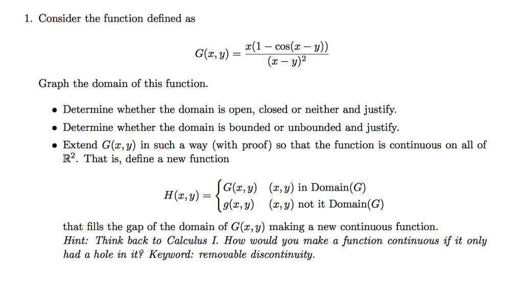 Solved 1. Consider the function defined as r(1 - cos(x-y | Chegg.com