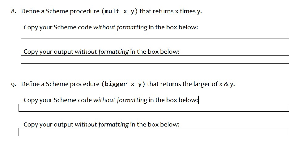 1. Write Scheme forms that associate the names x with | Chegg.com