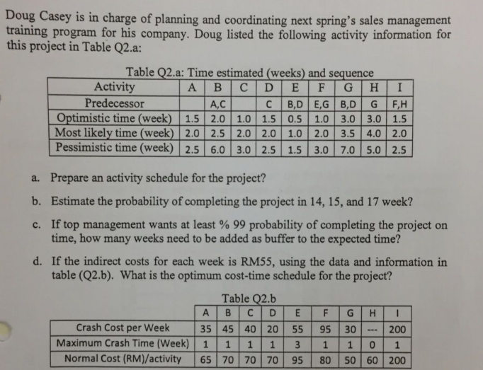 Solved Doug Casey is in charge of planning and coordinating | Chegg.com