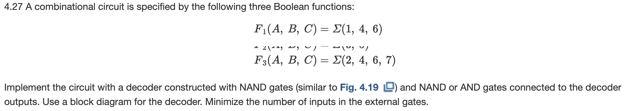 Solved 4.27 A combinational circuit is specified by the | Chegg.com