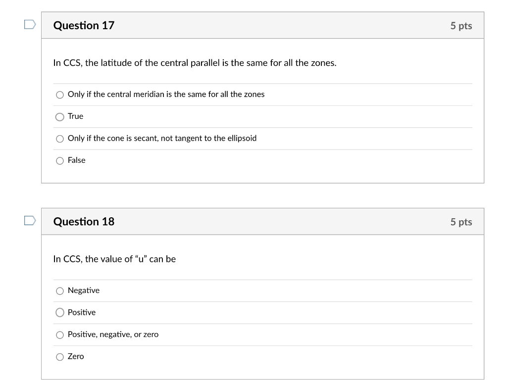 Solved In CCS, the latitude of the central parallel is the | Chegg.com