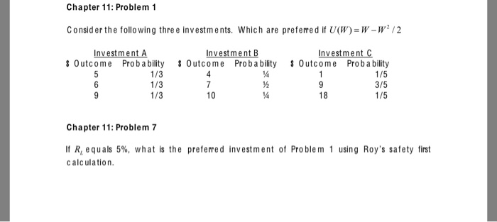 Solved Chapter 11: Problem1 Consider the following thre e | Chegg.com