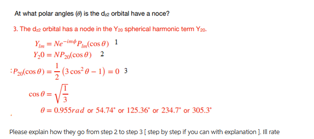 Solved At what polar angles (6) is the dz2 orbital have a | Chegg.com