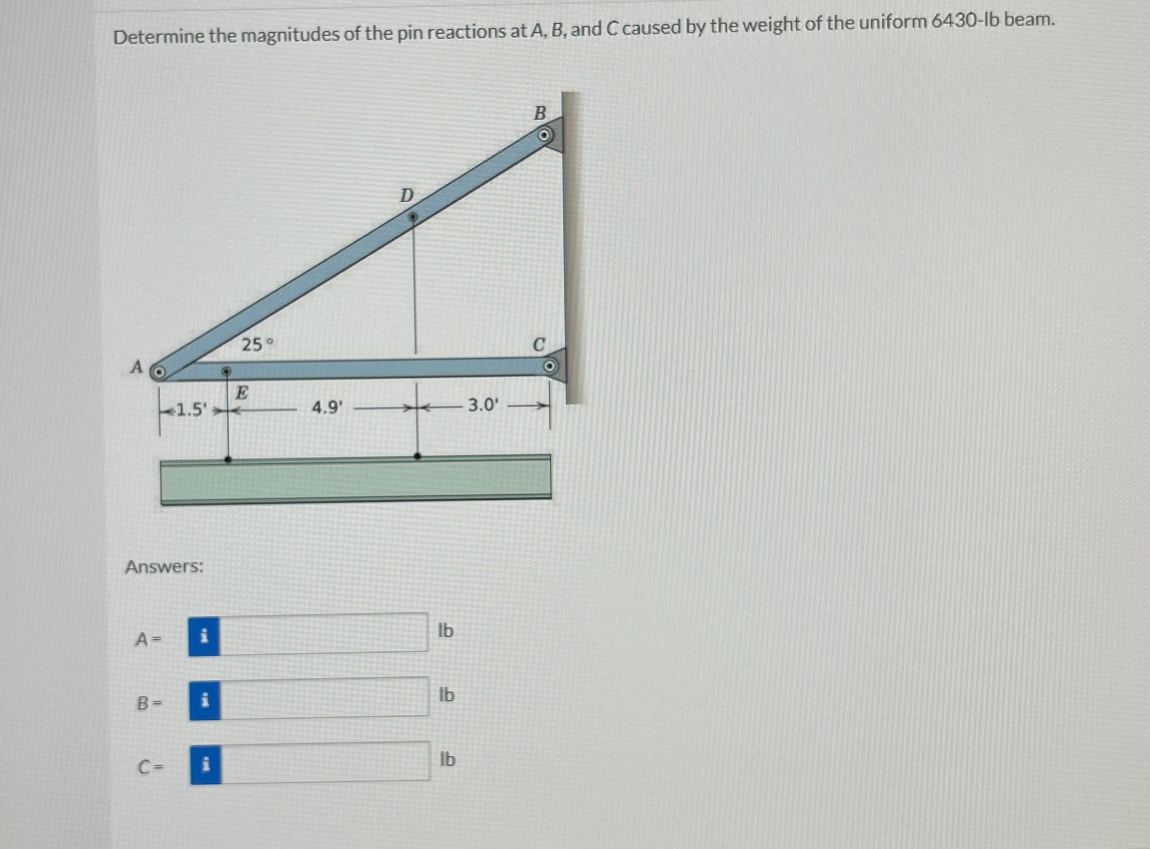 Solved Determine the magnitudes of the pin reactions at A, | Chegg.com