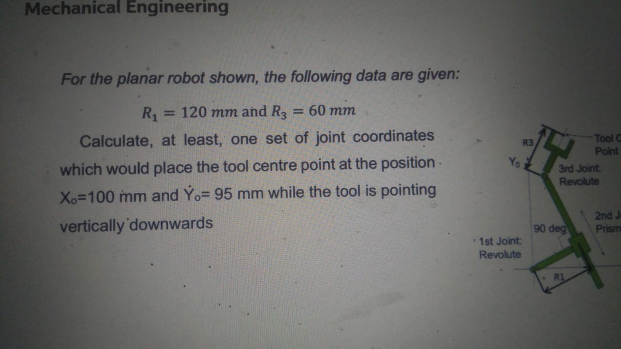 Solved Mechanical Engineering For the planar robot shown, | Chegg.com