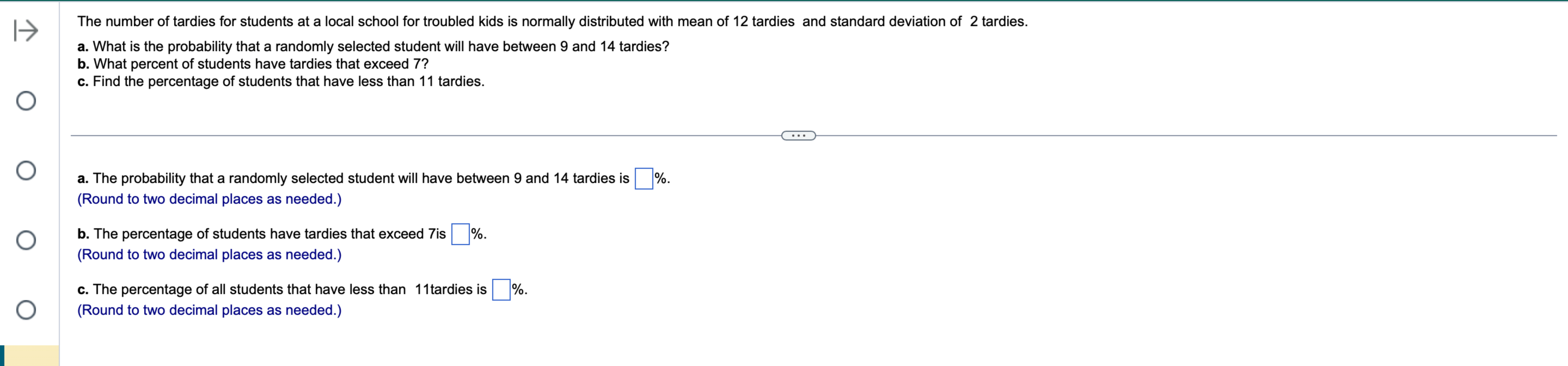 Solved The number of tardies for students at a local school | Chegg.com