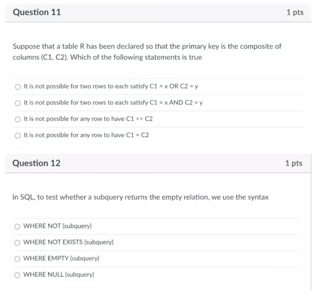 Solved Suppose that a table R has been declared so that the | Chegg.com