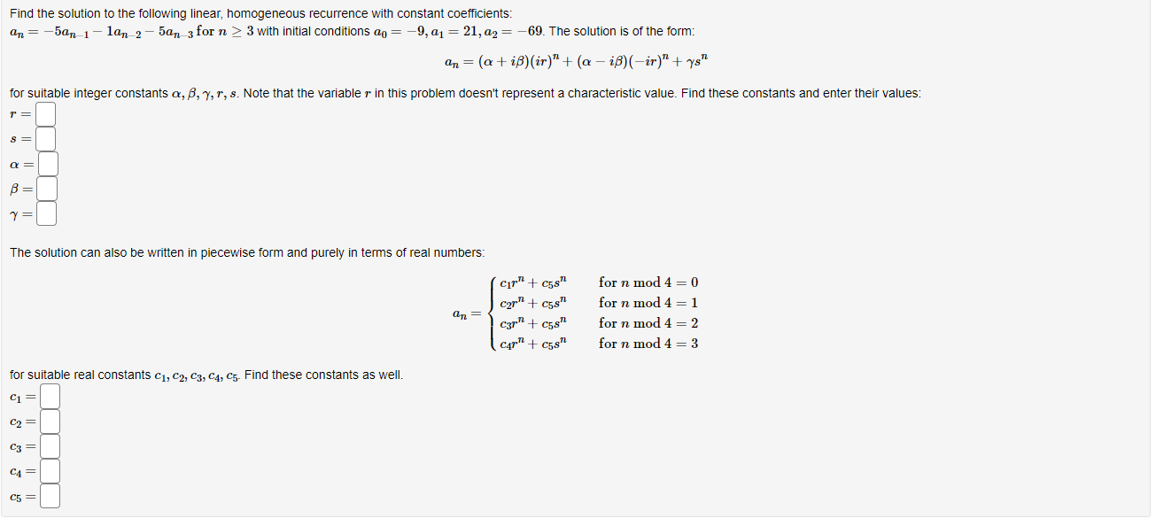 Solved Find The Solution To The Following Linear