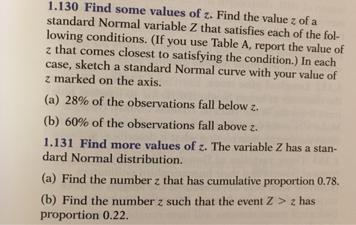 Solved 1.130 Find some values of z. Find the value z of a | Chegg.com