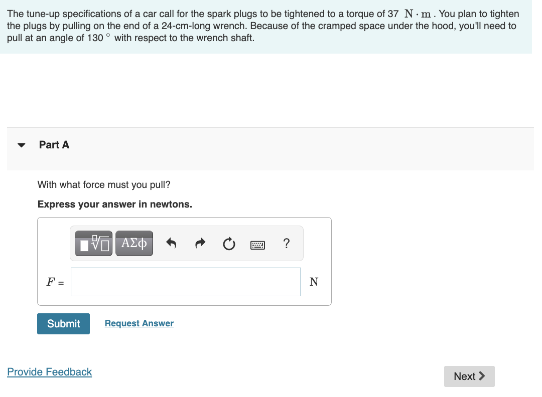 Solved The tune-up specifications of a car call for the | Chegg.com