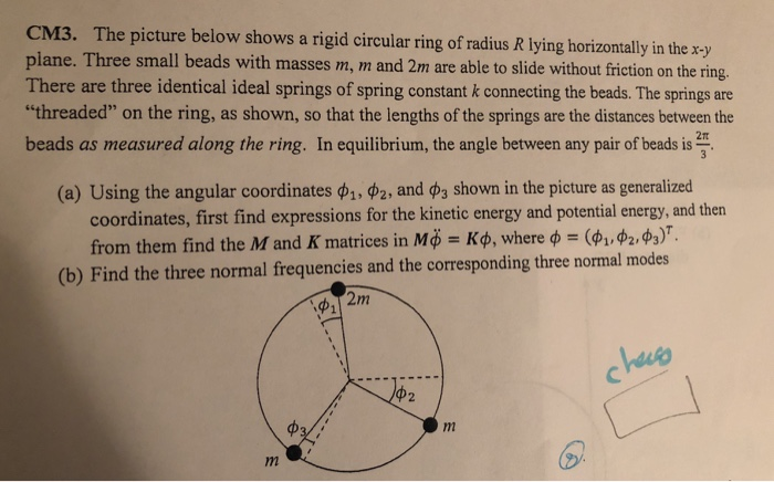 CM3. The picture below shows a rigid circular ring of | Chegg.com