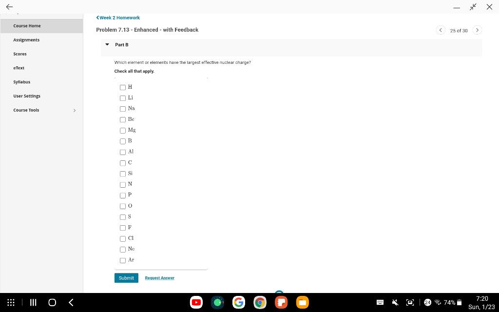 Solved { X X Assignments Part B Scores e Text which element | Chegg.com