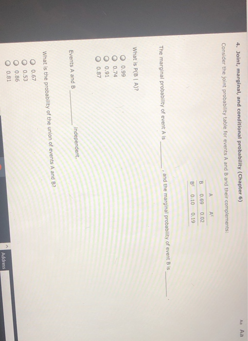 Solved 4. Joint, marginal, and conditional probability | Chegg.com