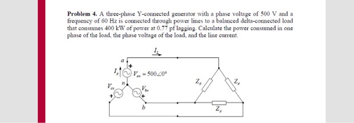Solved Problem 4. A three-phase Y-connected generator with a | Chegg.com
