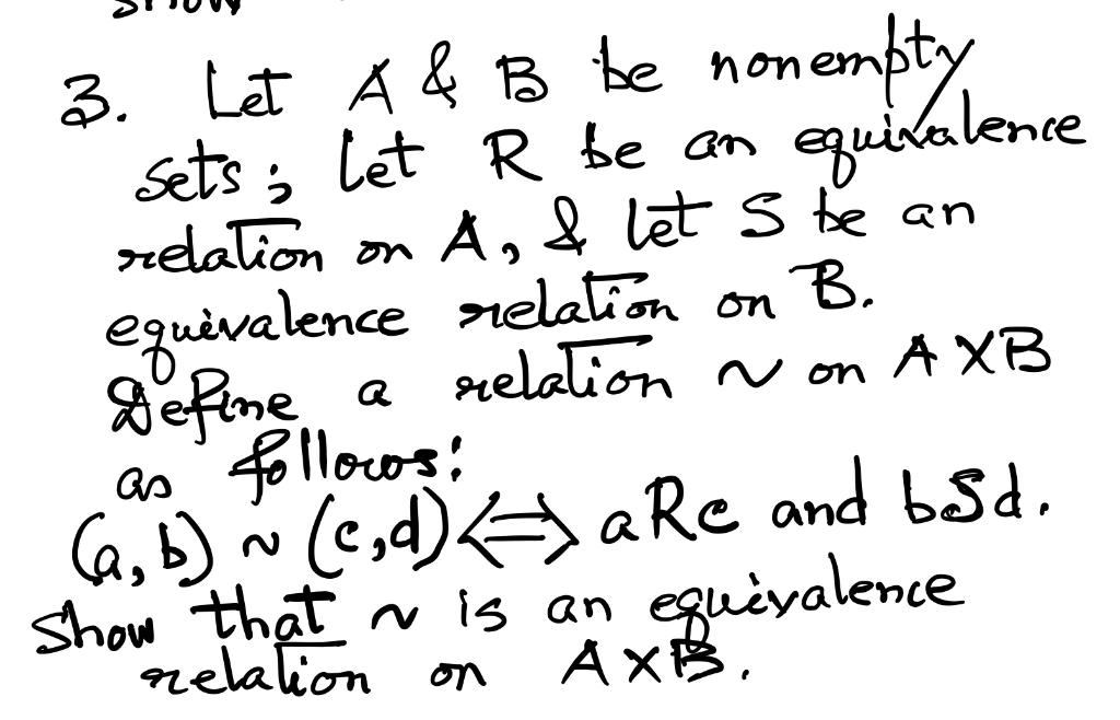 Solved 3. Let A & B be nonempty sets; Let R be an | Chegg.com