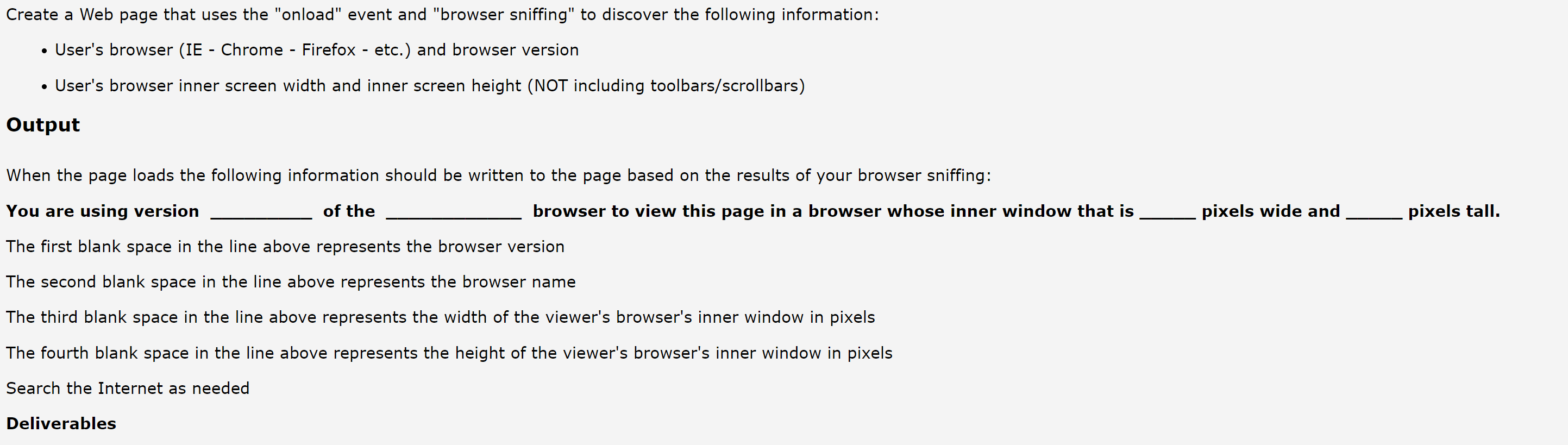 Solved Create a Web page that uses the "onload" event and | Chegg.com