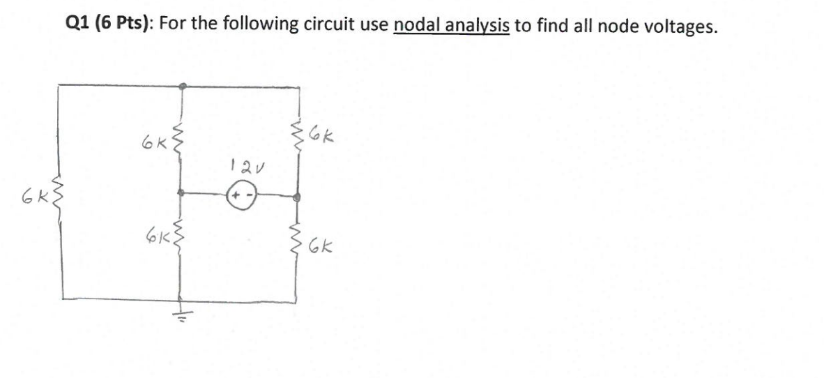 Solved For the following circuit use nodal analysis to find | Chegg.com