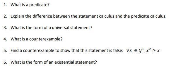 Solved 1. What is a predicate? 2. Explain the difference | Chegg.com