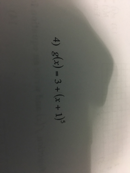 Solved 4) g(x) = 3 + (x + 1 )5 | Chegg.com