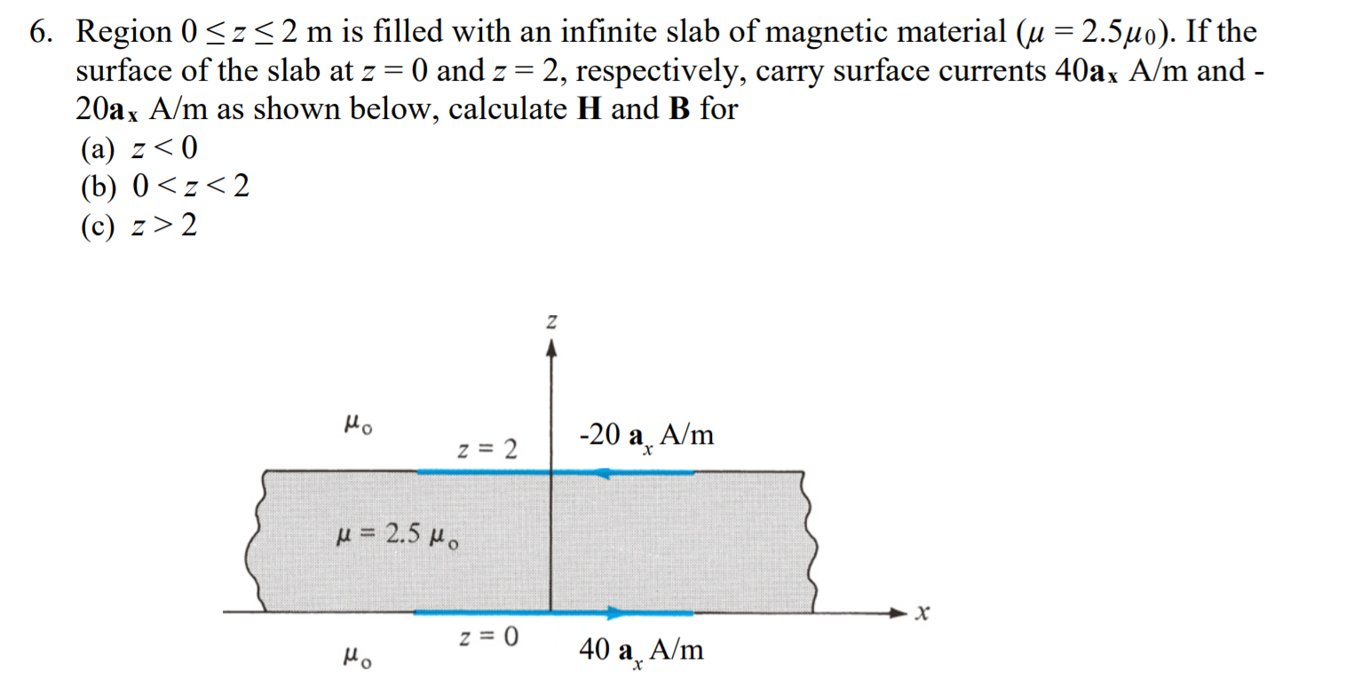 Solved Region 0 ≤ z ≤ 2 m is filled with an infinite slab of | Chegg.com