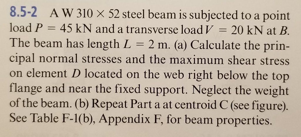 Solved 8.5-2 A W310 X 52 steel beam is subjected to a point | Chegg.com