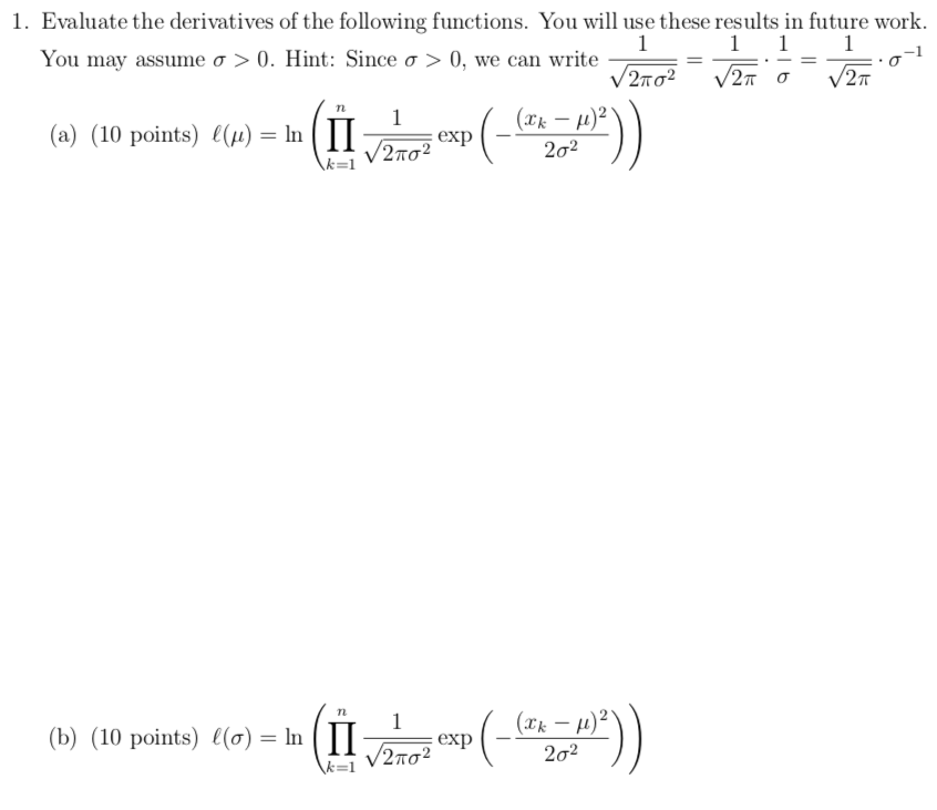 Solved Evaluate the derivatives of the following functions. | Chegg.com