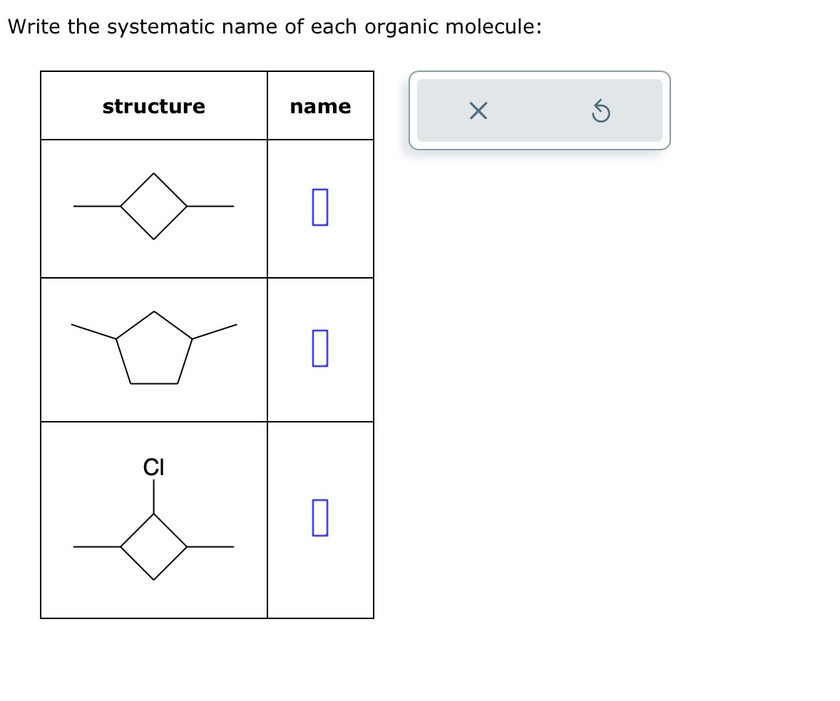 Solved Write the systematic name of each organic molecule: | Chegg.com