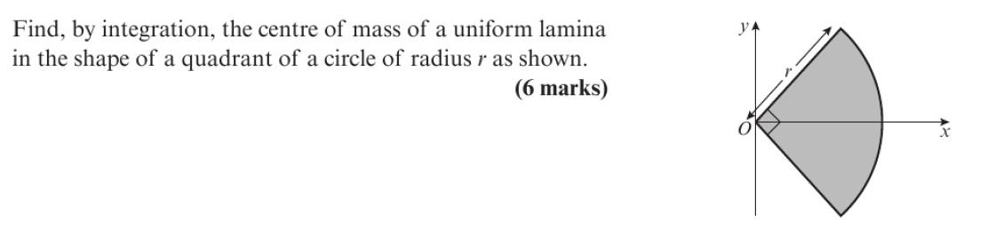 Solved Find, by integration, the centre of mass of a uniform | Chegg.com
