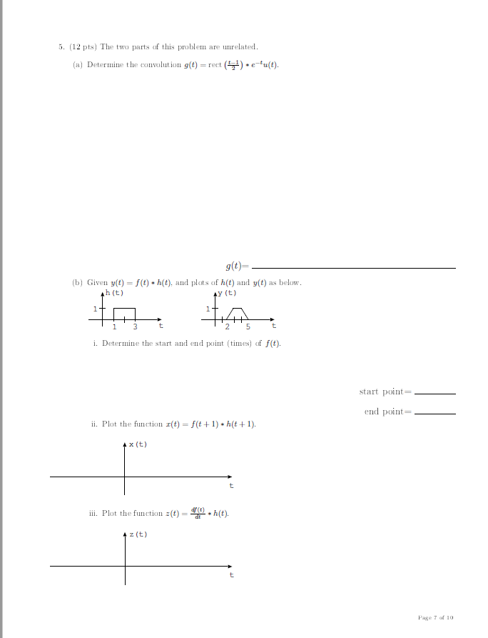 Solved 5. (12 pts) The two parts of this problem are | Chegg.com