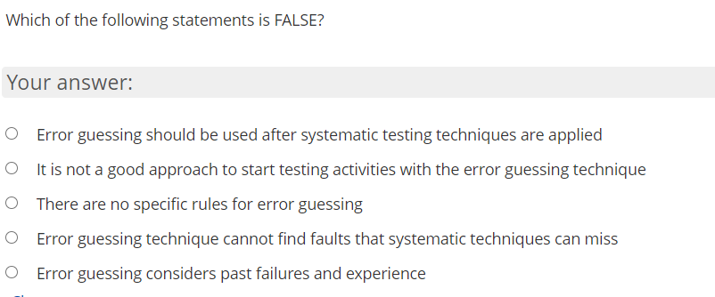 Solved Which of the following statements is FALSE? Your | Chegg.com