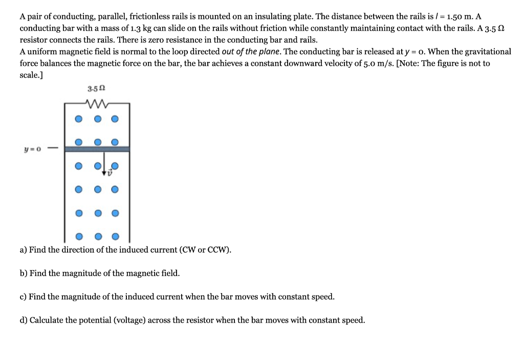 Solved A pair of conducting, parallel, frictionless rails is | Chegg.com