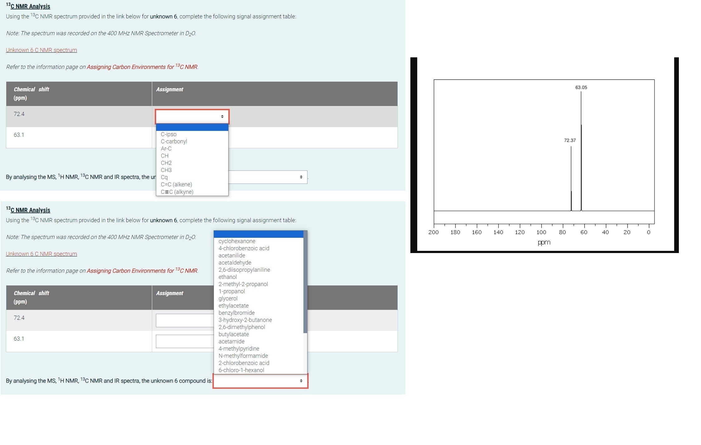 Solved ?13 ﻿c NMR AnalysisUsing the ?13C ﻿NMR spectrum | Chegg.com