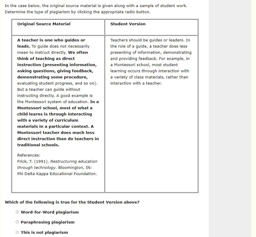 Solved In the case below, the original source material is | Chegg.com