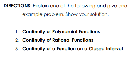 Solved DIRECTIONS: Explain one of the following and give one | Chegg.com