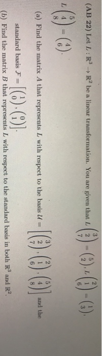 Solved 0-0 (AB 22) Let L : R3 → R2 be a linear | Chegg.com