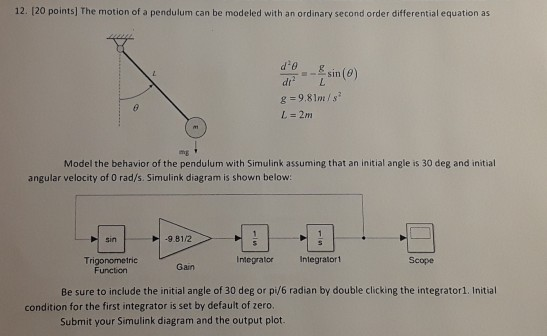 Solved 12. 120 points] The motion of a pendulum can be | Chegg.com