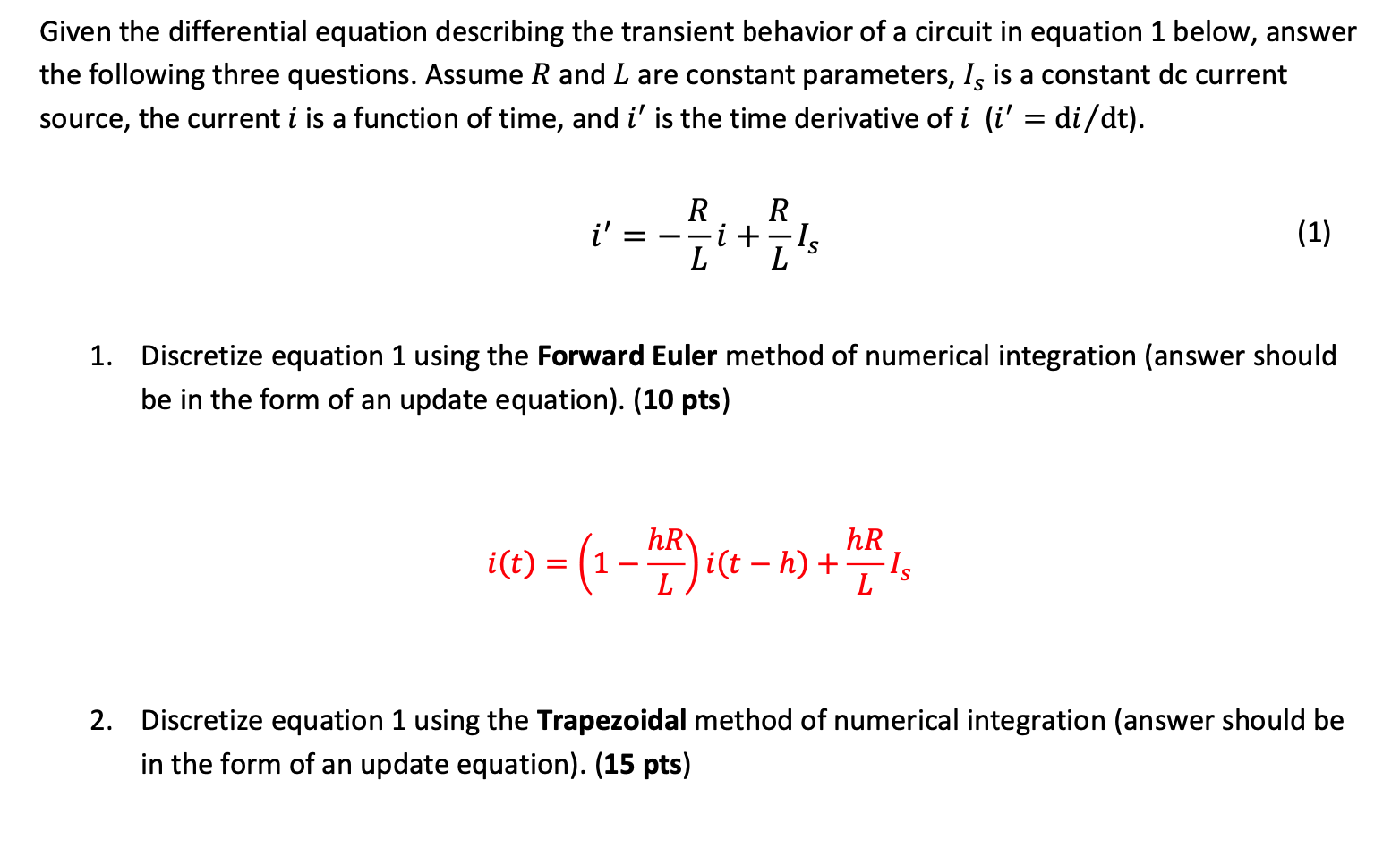 Solved Given the differential equation describing the | Chegg.com