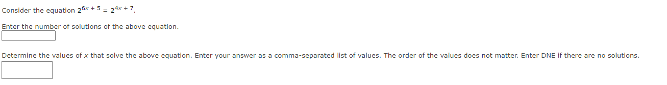 Solved Consider the equation 26x+5=24x+7 Enter the number of | Chegg.com