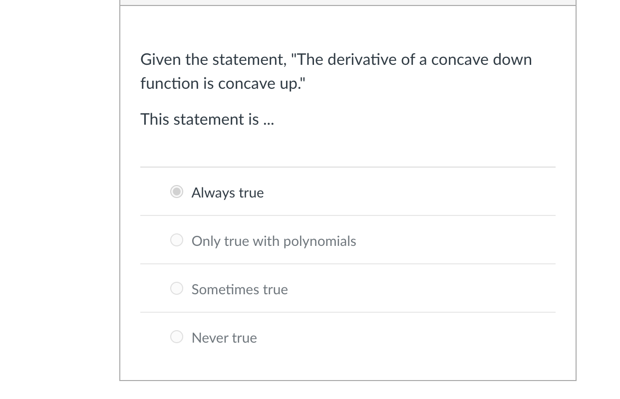 Solved Given the statement, "The derivative of a concave | Chegg.com