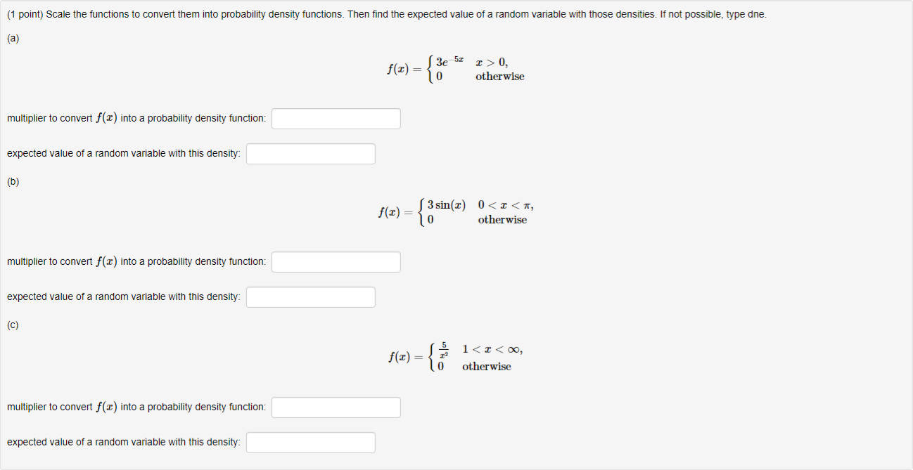 Solved (1 point) Scale the functions to convert them into | Chegg.com